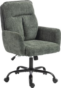HOMCOM Kancelářská židle do home office, počítačová židle se širokým sedákem, středně vysoká opěradla, vzhled lnu, tmavě zelená
