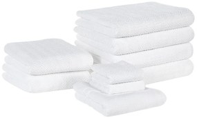 Sada 9 bavlněných ručníků bílé MITIARO Beliani