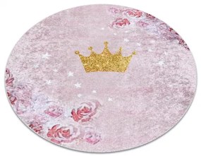 Dywany Luszczow Dětský kusový koberec JUNIOR 51549.802 pratelný kulatý  koruna pro děti protiskluz, růžový Rozměr koberce: 100 cm KRUH