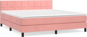 Box spring postel s matrací růžová 160x200 cm samet 3141316