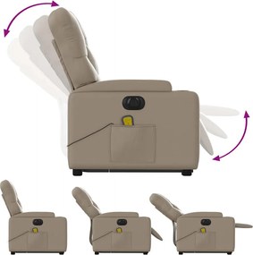 Elektrické zvedací masážní polohovací křeslo cappuccino koženka 3204799