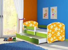 Dětská postel - Oranžová sedmikráska 2 160x80 cm + šuplík zelená
