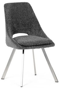 Autronic Elegantní šedá jídelní židle RINA s broušenými kovovými nohami (vzorek z prodejny)
