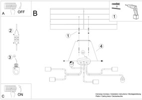 Stropní svítidlo Vector 6, bílé tělo svítidla