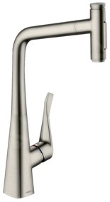 Hansgrohe M71, dřezová baterie M7117-H320 s výsuvnou sprškou, sBOX, vzhled nerezavějící oceli 73816800