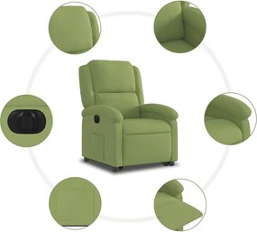 Elektrické zvedací polohovací křeslo světle zelené samet 3204325