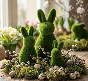 Zelená dekorativní figurka králíka Rabbit Flock Green S - Ø 7*14 cm