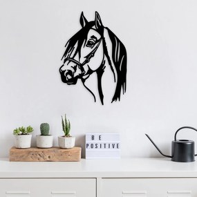 Nástěnná kovová dekorace Kůň 40x55 cm černá