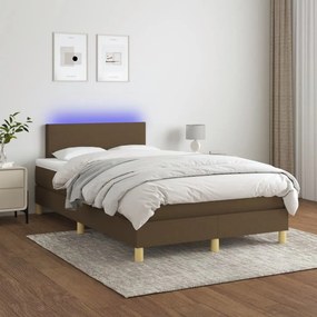 Box spring postel s matrací a LED tmavě hnědá 120x190 cm textil 3270077