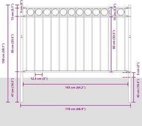 Zahradní plot ASSEN ocelový 1,7 x 1 m černý 146313