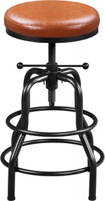 Barová židle Yaheetech – světle hnědá, 44 cm (délka) × 44 cm (šířka) × 54,5 cm – 71,5 cm (výška) (256244013357)