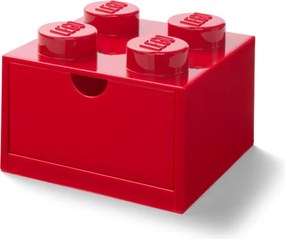 Úložný box lego stolní box 4 se zásuvkou červený