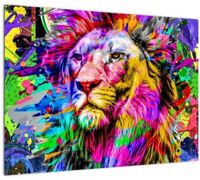 Skleněný obraz - 3D skleněný obraz lva (70x50 cm)