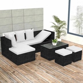 vidaXL 4dílná zahradní sedací souprava s poduškami polyratan [42586] Barva: Černobílý