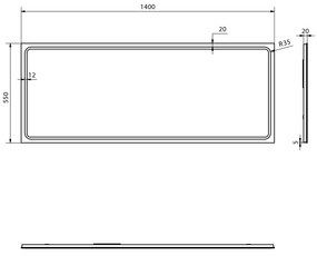 Sapho Sapho, Zrcadlo GEMINI s LED osvětlením 1400x550mm, GM140