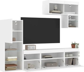 vidaXL 6dílná obývací stěna s LED kompozitní dřevo [3216733] Barva: Bílá