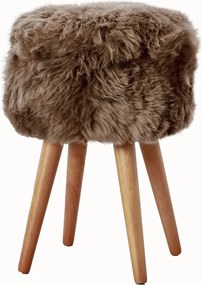 Stolička s tmavě hnědým sedákem z ovčí kožešiny Native Natural, ⌀ 30 cm