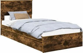Postel s úložným prostorem se zásuvkou Kouřový dub 90 x 190 cm 3410844