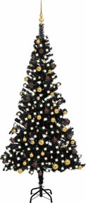 Umělý vánoční stromek s LED a sadou koulí černý 210 cm PVC 3077505