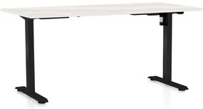 Výškově nastavitelný stůl OfficeTech A, 160 x 80 cm, černá podnož, bílý jasan