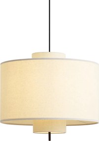 Japandi závěsná lampa černá s bílým lněným stínidlem 50cm - Rieu