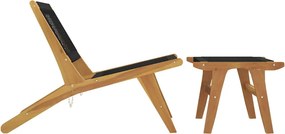 Zahradní židle s podnožkou masivní teakové dřevo a polyester 319155