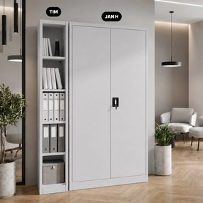 Úzký kovový archivační regál na dokumenty šedý, 250x1950x600 mm: TIM
