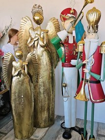 Veliká kovová socha Louskáček Nutcracker s trubkou - 65*71*218 cm