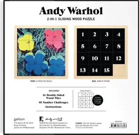 GALISON Posuvné dřevěné puzzle Andy Warhol: Květiny / 2v1 / 16 dílků