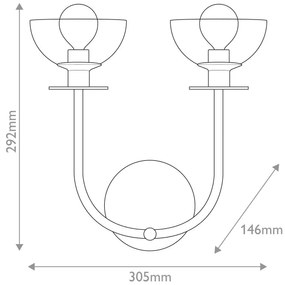 Alora Mood ALM-SYLVIA-2WB-BK-CL - Nástěnné svítidlo SYLVIA 2xE14/40W/230V černá