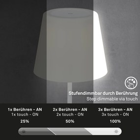 BRILO 7032416 LED venkovní stolní lampa s dotykovým vypínačem, pr.30 cm, LED modul, 3 W, 340 Lm, bílé (starý kód: BRILO 7032-416) - BRILO