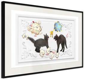 Artgeist Plakát kočičí zápas Velikosti (šířkaxvýška): 60x40, Finální vzhled: Černý rám s paspartou