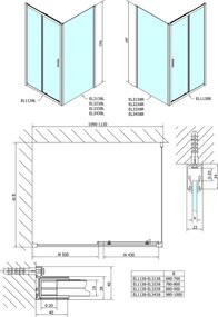 Polysan Polysan, EASY obdélníková sprchová zástěna 1100x800mm L/P varianta, sklo Brick, EL1138EL3238