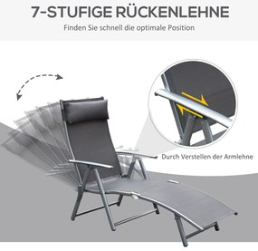 Outsunny Zahradní lehátko Outsunny, skládací, nastavitelné s polštářem, lehátko šedé, kov a látka 137 x 63,5 x 100,5 cm pro zahradu a terasu | Aosom.…