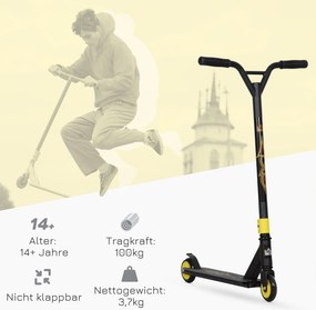 Kaskadérská koloběžka HOMCOM, zábavná koloběžka, kaskadérská koloběžka s kuličkovými ložisky ABEC 9, kopací koloběžka se 100 mm kolečky z imitace kůž…