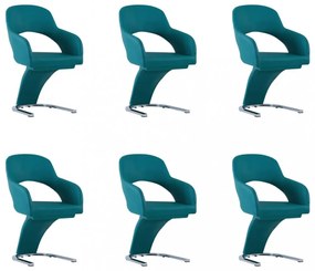 Jídelní židle 6 ks umělá kůže / chrom Dekorhome Modrá