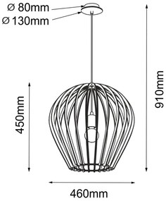 Amplex 5019 - Lustr na lanku BALA 1xE27/20W/230V černá