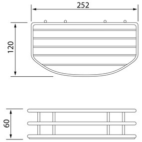 Aqualine CHROM LINE drátěná police jednoduchá, chrom 37004