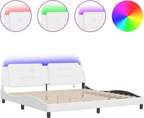 Rám postele s LED bez matrace Zadar bílý 200 x 200 cm 3214132