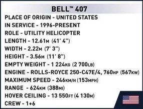COBI 26627 Stavebnice Bell 407 Pobřežní stráž / 1:48 / 210 dílků