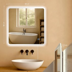 Koupelnové zrcadlo Jericho 80x80 bez Bluetooth – čiré sklo