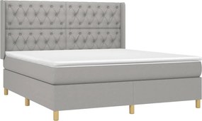 Box spring postel s matrací a LED světle šedá 160x200 cm textil 3139125