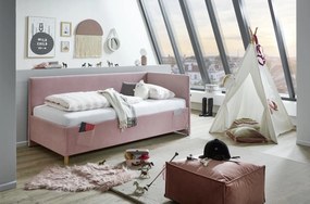 Aldo Čalouněná dětská postel s rámem 90 - Coll růžová