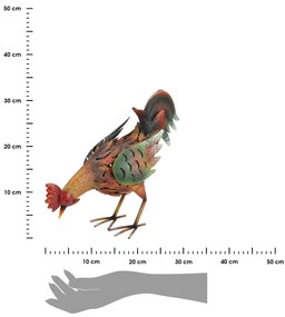 Zahradní kovová figurka Rooster, 32 cm, vícebarevná