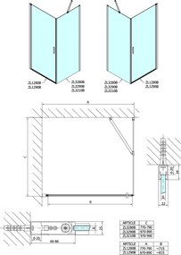Polysan Polysan, ZOOM LINE BLACK sprchová boční stěna 800mm, čiré sklo, ZL3280B