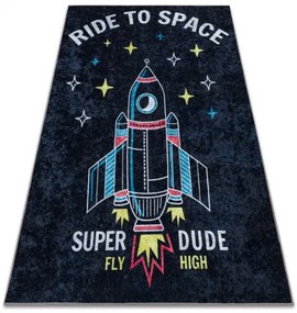 Dywany Luszczow Dětský kusový koberec JUNIOR 52069.801 pratelný  Vesmírná raketa pro děti protiskluz, černý Rozměr koberce: 140 x 190 cm