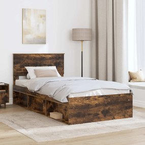 Rám postele Kouřový dub 100 x 200 cm Masivní borové dřevo 3410640