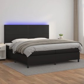 Box spring postel s matrací a LED černá 200x200 cm umělá kůže 3135843