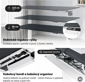 Elektrický stůl s nastavitelnou výškou ergonomický bílo-antracitový,1600x800 mm: ARIA