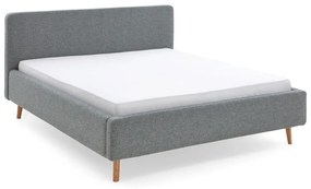 Modro-šedá čalouněná dvoulůžková postel s úložným prostorem a roštem 160x200 cm Mattis – Meise Möbel